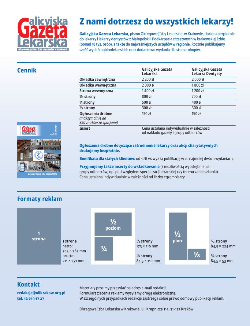 Zasady publikacji reklam i cennik w Biuletynie Galicyjskiej Gazety ...